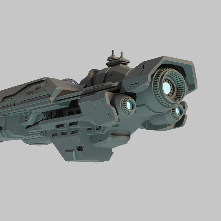 3D Printable Halo Fleet Battles Bulwark (Orion) class Carrier by Lee McColl