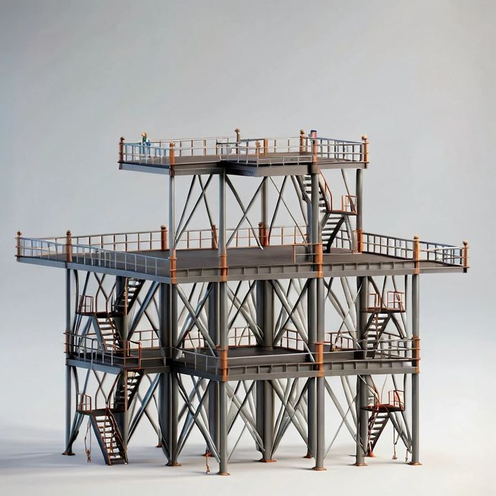 3D Printable Industrial Platform with Stairs 3D Model STL Printable by ...
