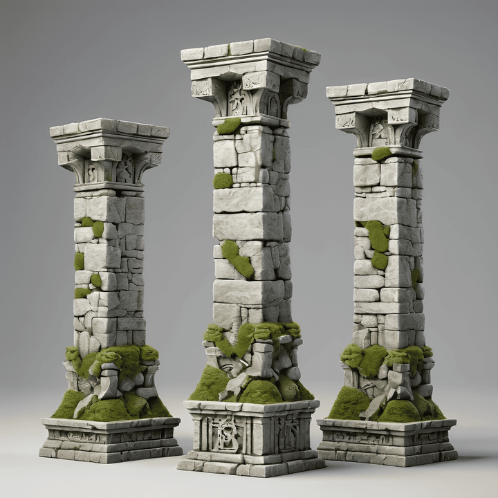 3D Printable Ancient Ornate Pillars Set – 3D Printable Ruins Terrain ...