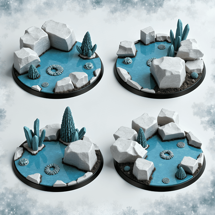 3D Printable Frozen Oasis 40mm Bases Set – 3D Printable Scenic Winter ...