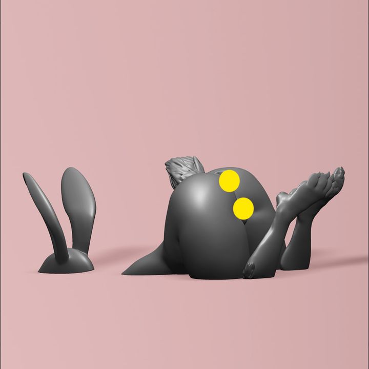 3D Printable Pen Holder Phone stand, NSFW Furry Anthro Bunny by Mia