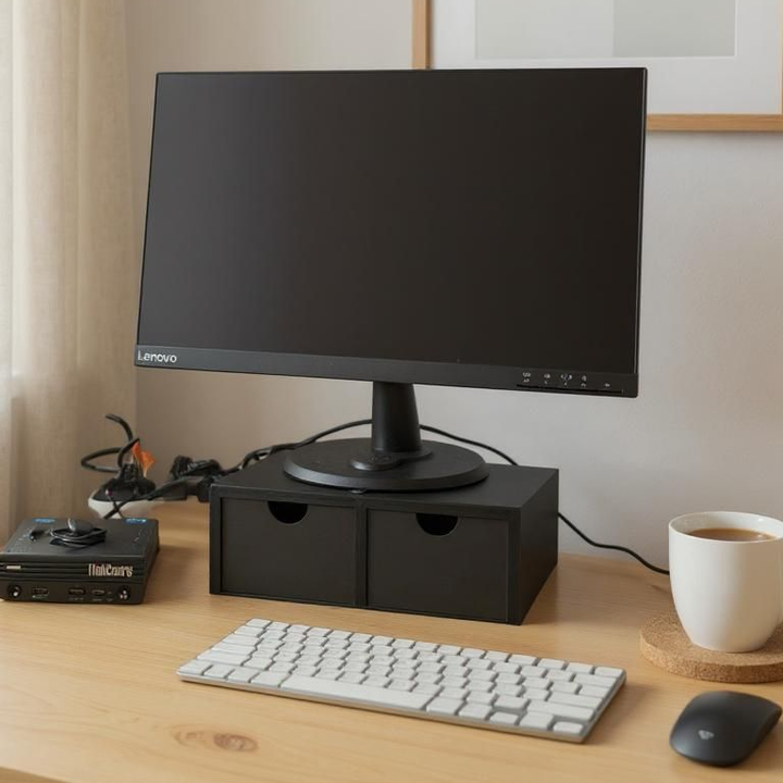 3D Printable Fully Printed Monitor Riser With Two Drawers by Deltaprints