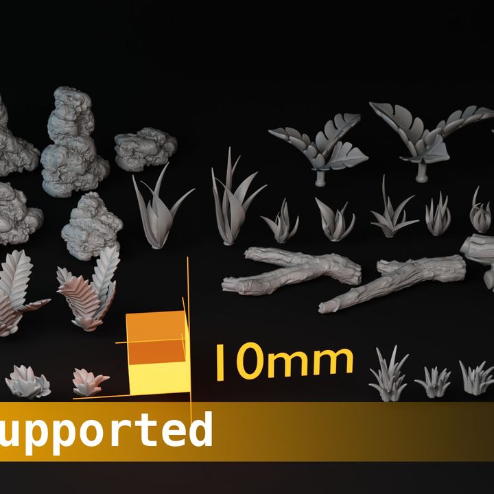 3D Printable Jungle plants and basing bits Full Set by WombArt