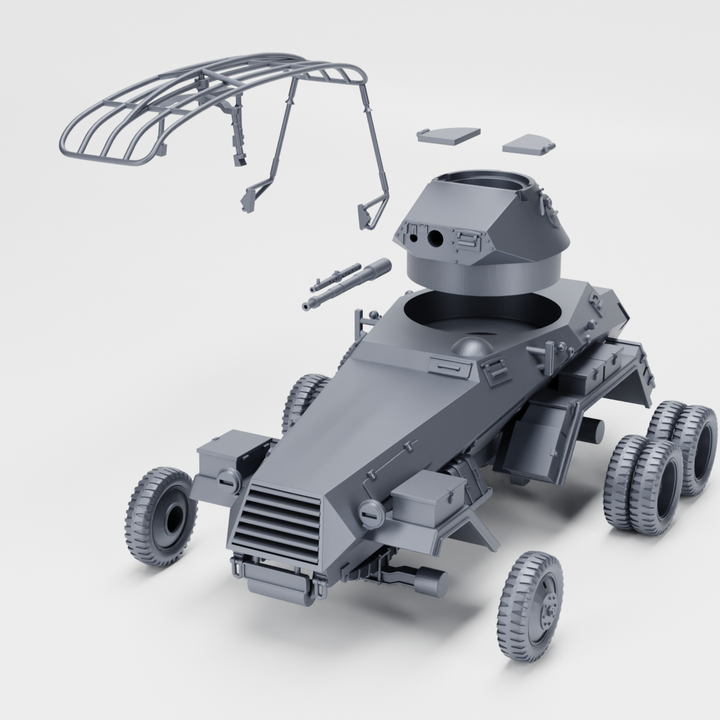 3D Printable Sd.Kfz.232 (fu) radio version (6-rad) + 3 Tankmen (Germany ...