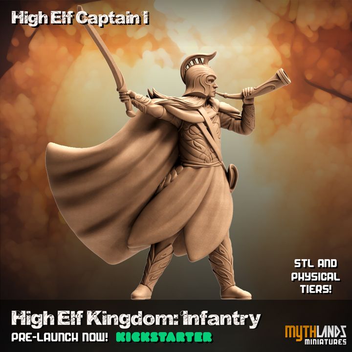 3D Printable High Elf Kingdom: Captain I by Mythlands Miniatures