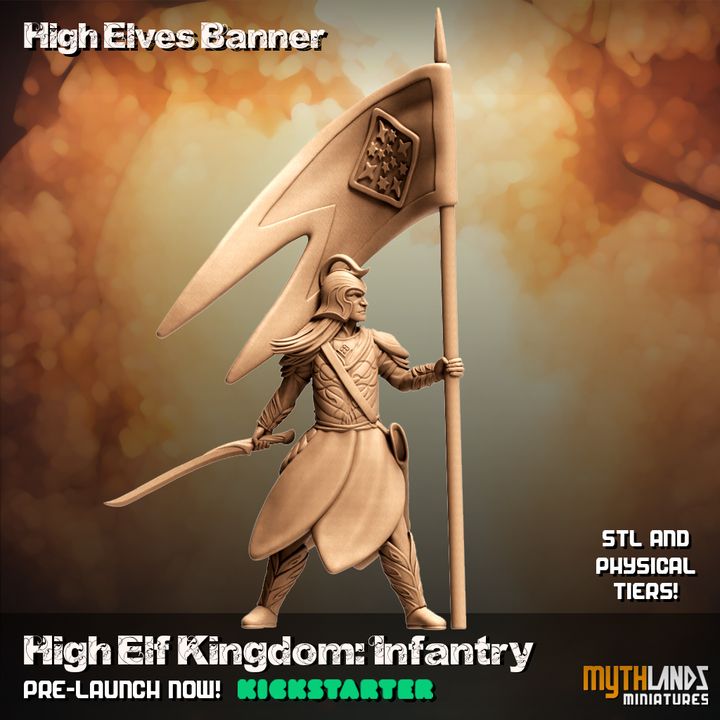 3D Printable High Elf Kingdom Banner: Standard Bearer by Mythlands ...