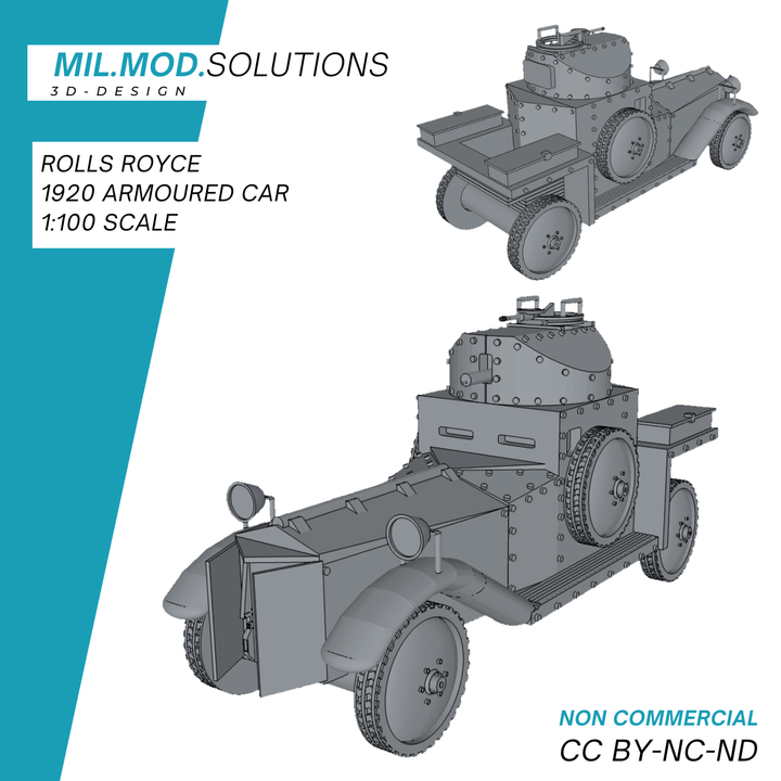 3D Printable Rolls-Royce 1920 Armoured Car WW1 Tabletop by Mil. Mod ...