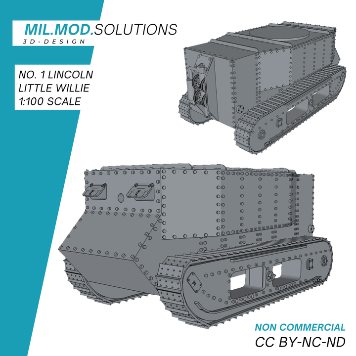 3D Printable No. 1 Lincoln Little Willie WW1 Tabletop by Mil. Mod ...