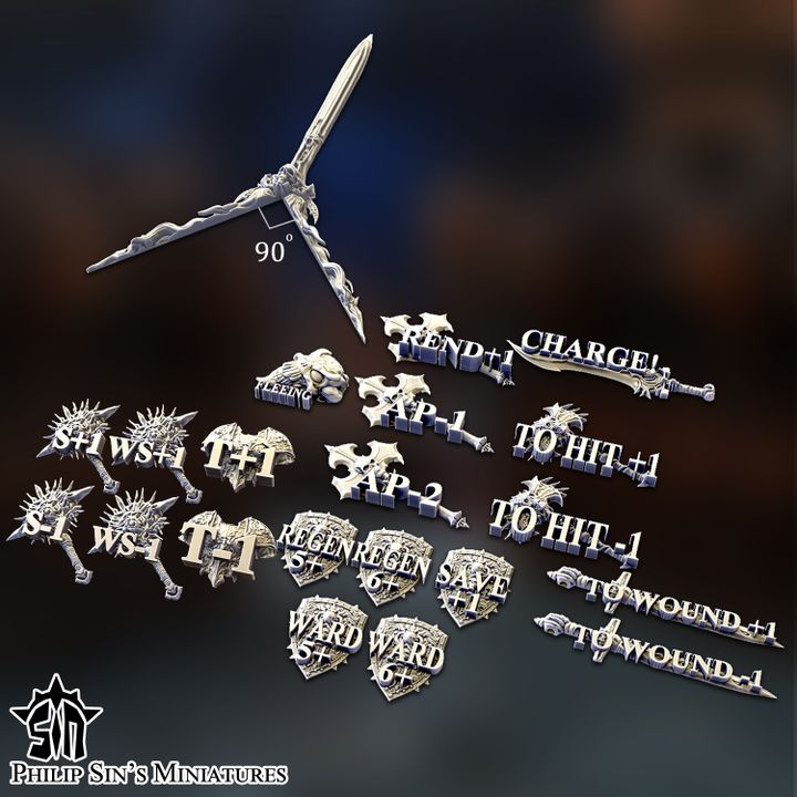 3D Printable Gaming tokens by Philip Sin's Miniatures