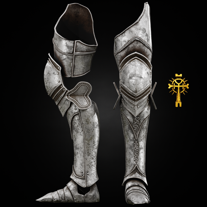 3D Printable DARK CRUSADER LEG ARMOR SABATONS GREAVES POLEYNS CUISSES ...
