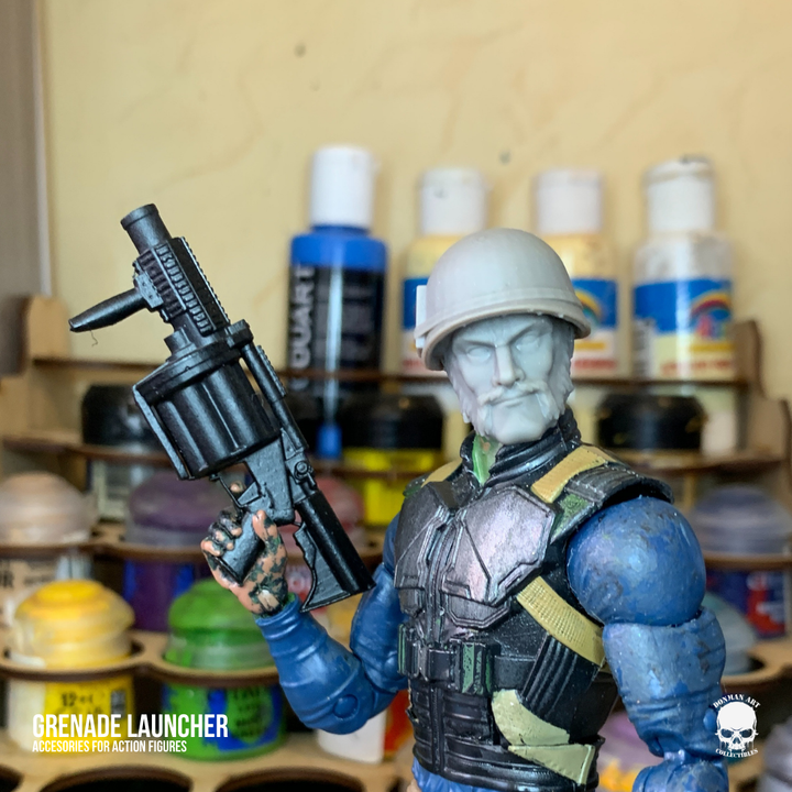 3D Printable Grenade Launcher STL for Action Figures by Esteban Cifuentes