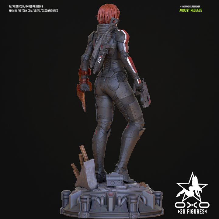 3D Printable Commander FemShep Tabletop Miniature Figure by OXO3D Figures