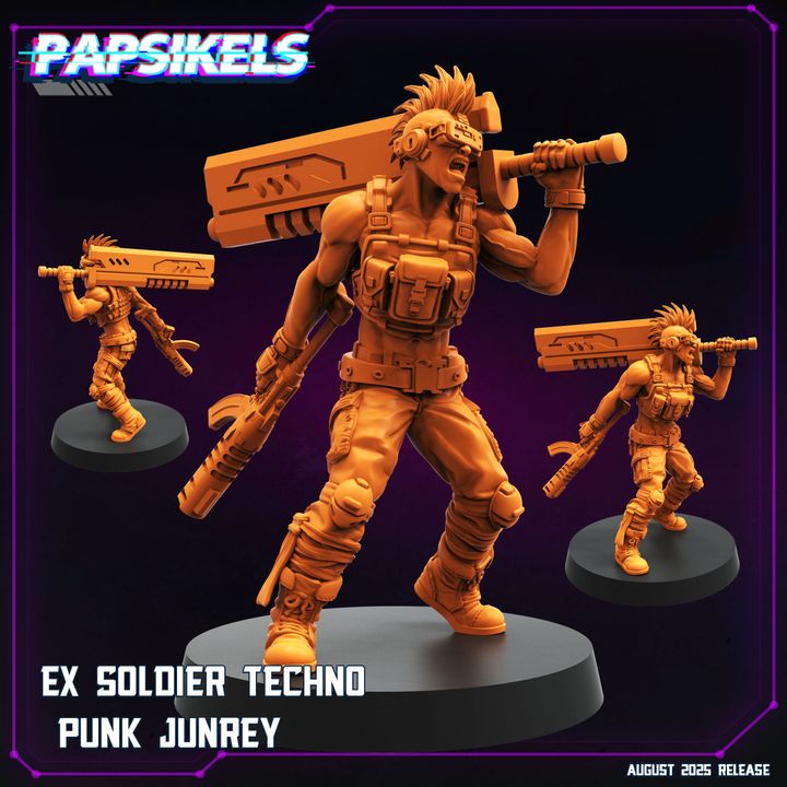 3D Printable EX SOLDIER TECHNO PUNKS by PAPSIKELS MINIATURES