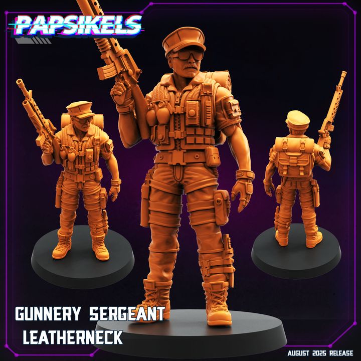 3D Printable GUNNERY SERGEANT LEATHERNECK by PAPSIKELS MINIATURES