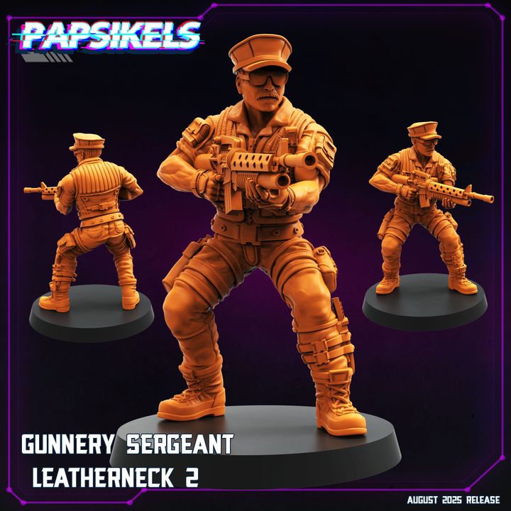 3D Printable GUNNERY SERGEANT LEATHERNECK by PAPSIKELS MINIATURES