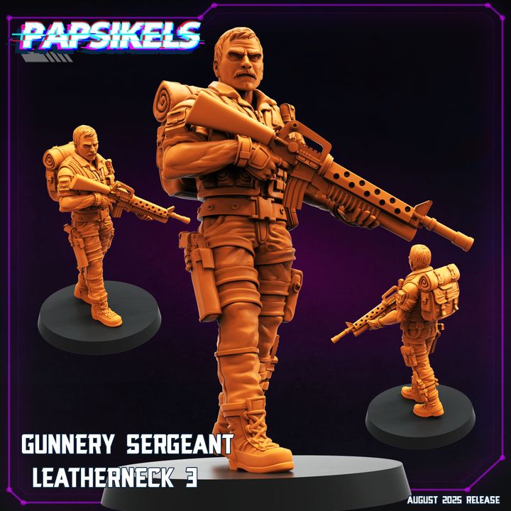 3D Printable GUNNERY SERGEANT LEATHERNECK by PAPSIKELS MINIATURES