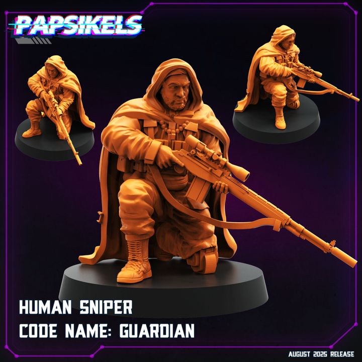 3D Printable HUMAN SNIPER CODE NAME GUARDIAN by PAPSIKELS MINIATURES