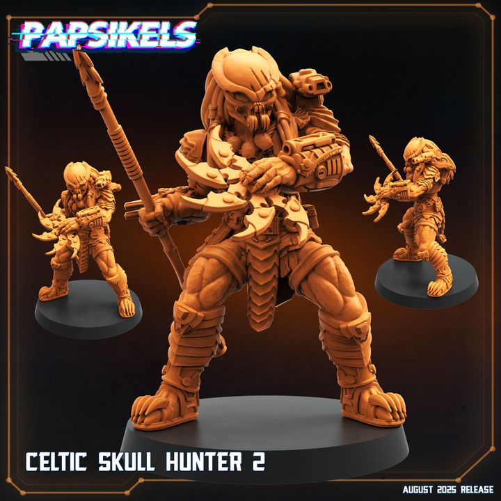 3D Printable CELTIC SKULL HUNTER by PAPSIKELS MINIATURES