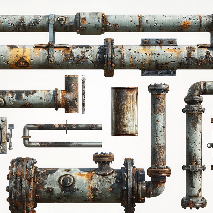 3D Printable Rusty Pipes: Detailed Sci-Fi 3D Print STL by WarForge