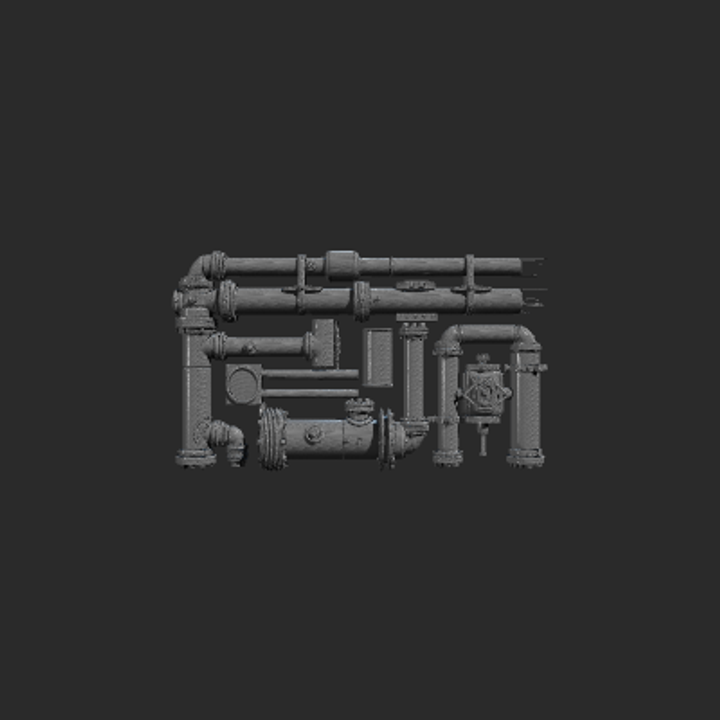 3D Printable Rusty Pipes: Detailed Sci-Fi 3D Print STL by WarForge