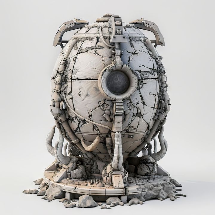 3D Printable 3D Printable Sci-Fi Relic: Detailed Egg-Shaped Miniature ...