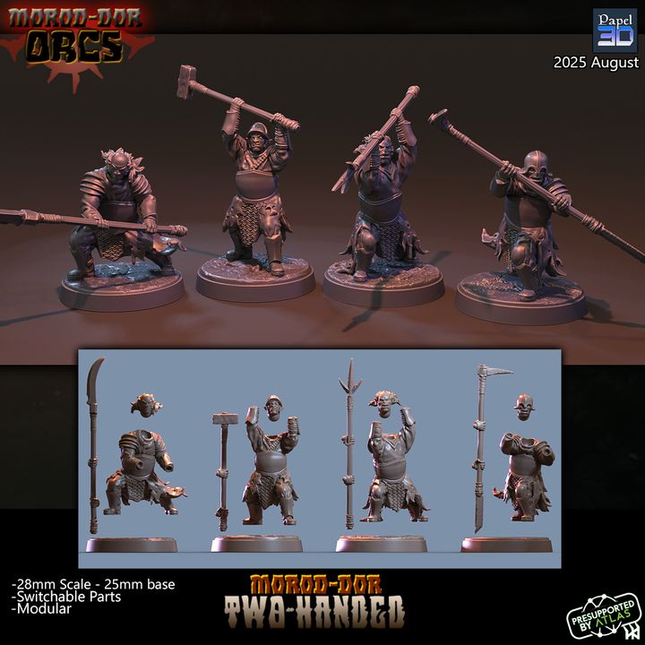 3D Printable Morod-Dor Orc (Two-Handed) by Papel 3D