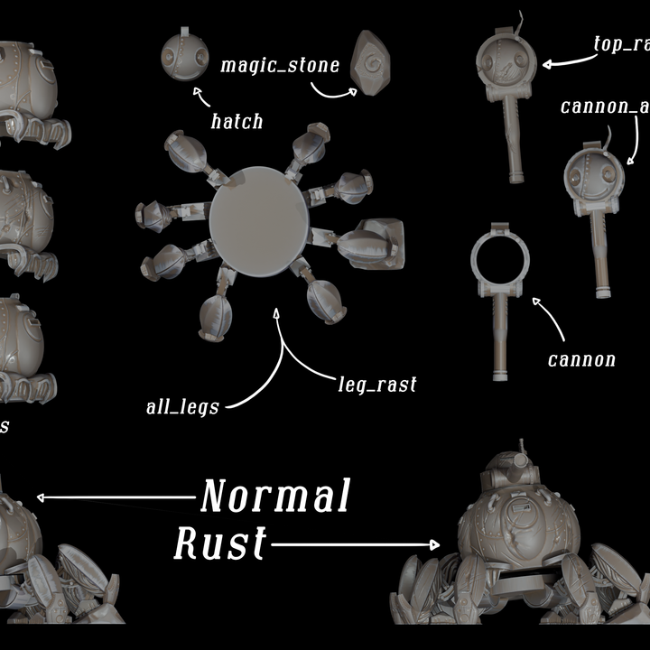 3D Printable Spider Tank-32mm-Movable Hatch by Abe
