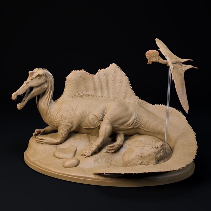 3D Printable Spinosaurus resting 1-35 scale pre-supported dinosaur by ...