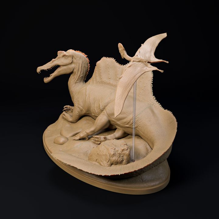 3D Printable Spinosaurus resting 1-35 scale pre-supported dinosaur by ...