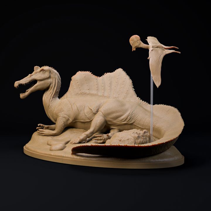 3D Printable Spinosaurus resting 1-35 scale pre-supported dinosaur by ...