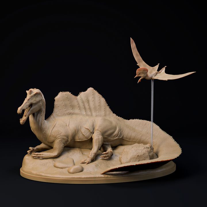 3D Printable Spinosaurus resting 1-35 scale pre-supported dinosaur by ...