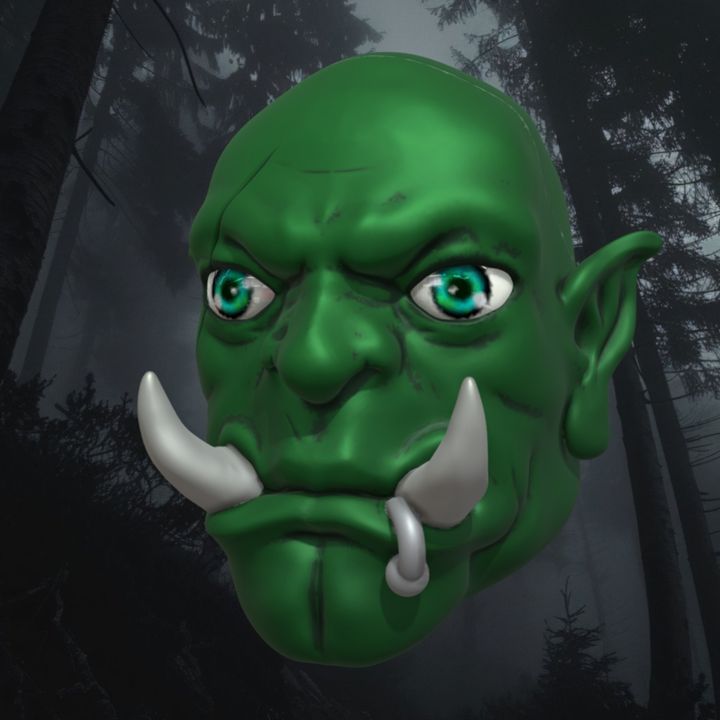 3D Printable BJD Orc Head Chibi 2 Magnetic Faces by david martin