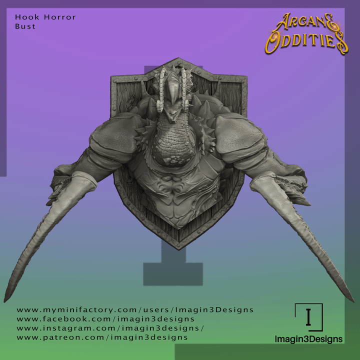 3D Printable Pre-Supported Hook Horror Bust by Imagin3Designs