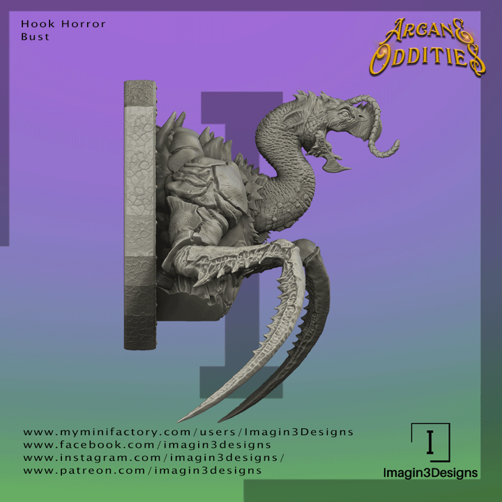 3D Printable Pre-Supported Hook Horror Bust by Imagin3Designs