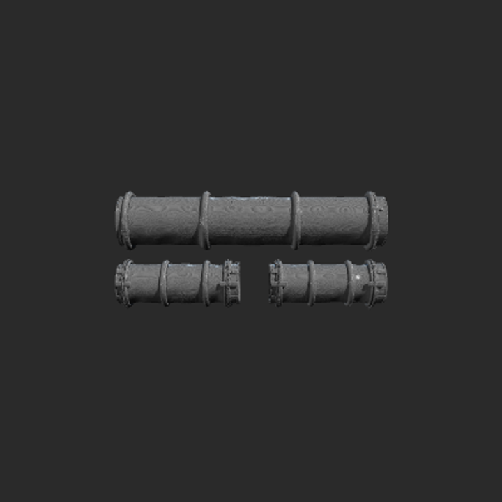 3D Printable Weathered Industrial Pipe Set - 3 Piece Terrain Collection ...