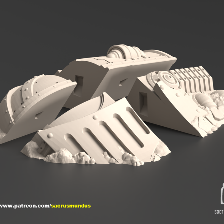 3D Printable The Plains of Tursk, Techno-Nomad Graveyard by Sacrusmundus