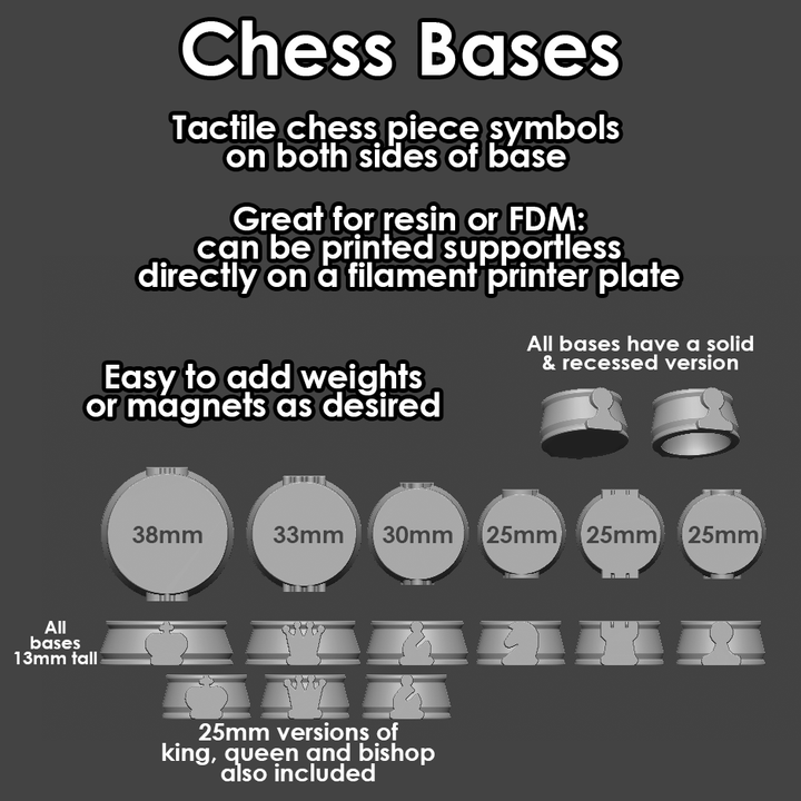 3D Printable Chess Bases - Make Your Own Chess Set! by Found Family ...