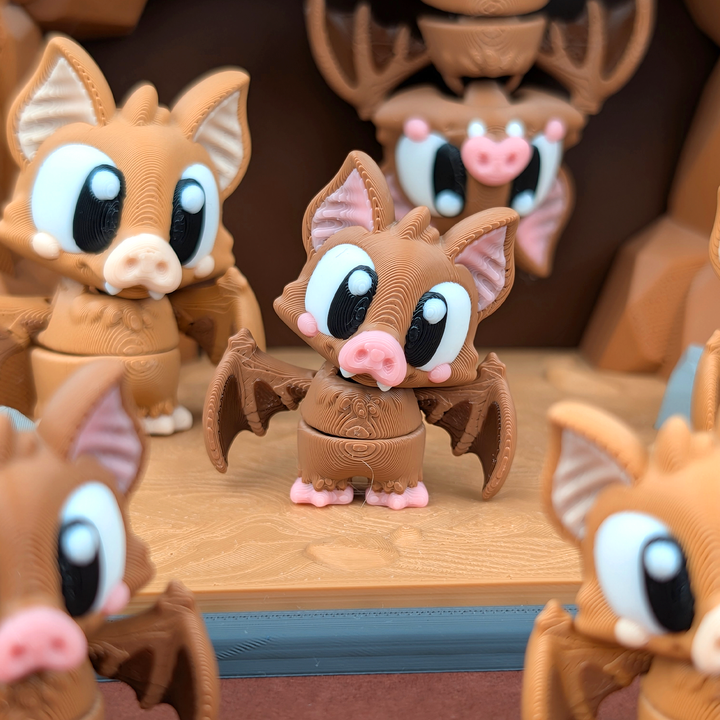 3D Printable Flexi Bats Print-in-place & Mini Cave by 3DGOB