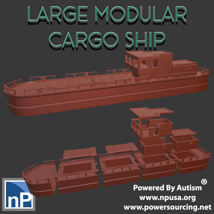 3D Printable Large Modular Cargo Ship 2 by nonPareil Institute