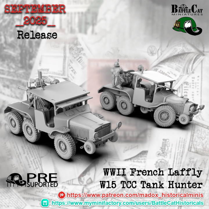 3D Printable WWII French laffly W15 TCC Tank Hunter by BattleCat Miniatures