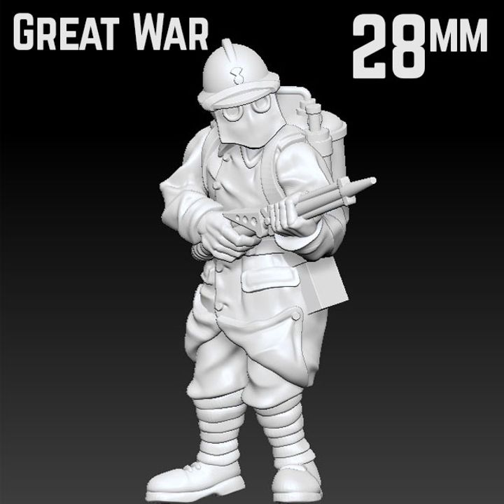 3D Printable 28mm WW1 French Late War P4 Flamethrower by Ten Kingdoms ...
