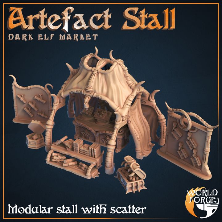 3D Printable Artefact Stall - Dark Elf Market by World Forge Miniatures