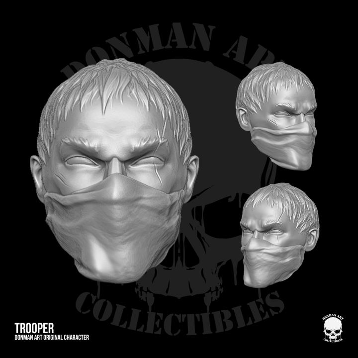 3D Printable Trooper Head STL Files for Action Figures by Esteban Cifuentes