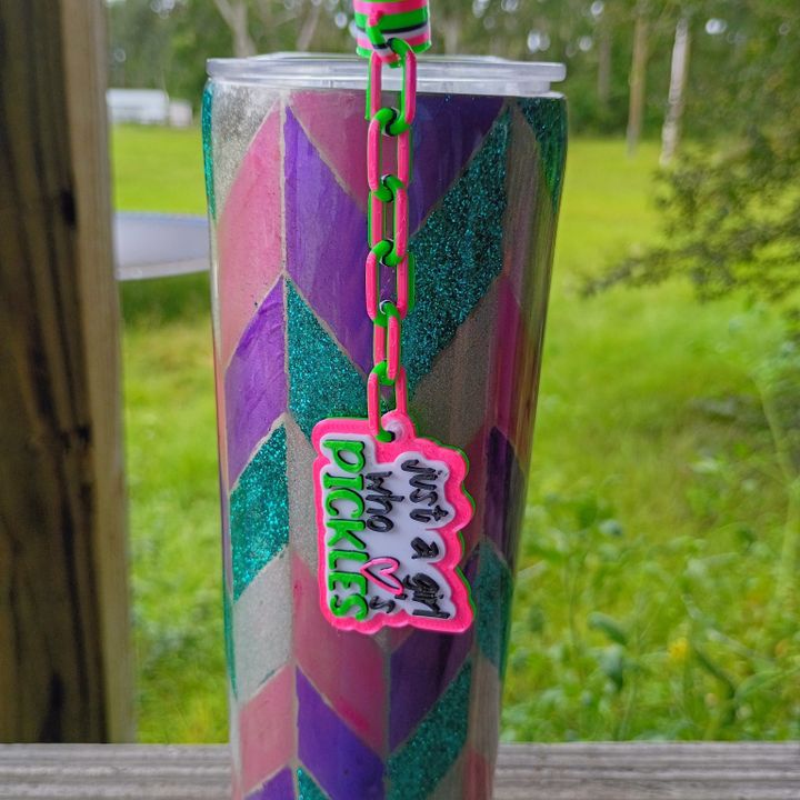 3D Printable Just a Girl Who Loves Pickles Straw Swag by Jambaby Designs