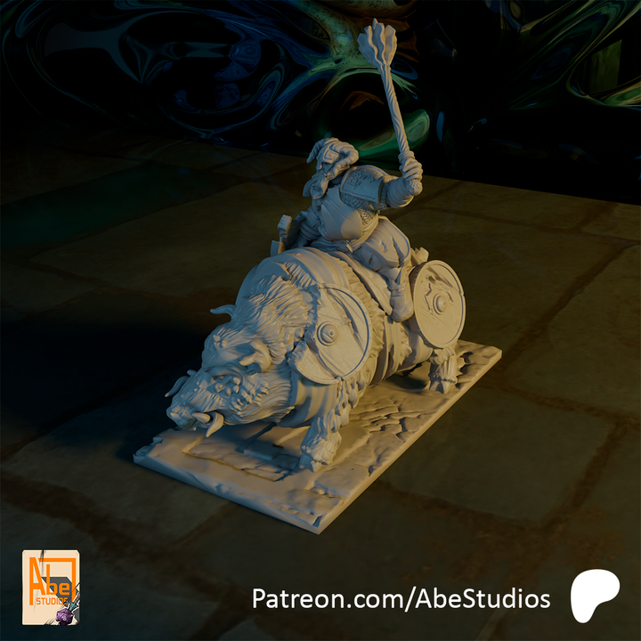 3D Printable Zombie Dwarf Rider-32mm by Abe