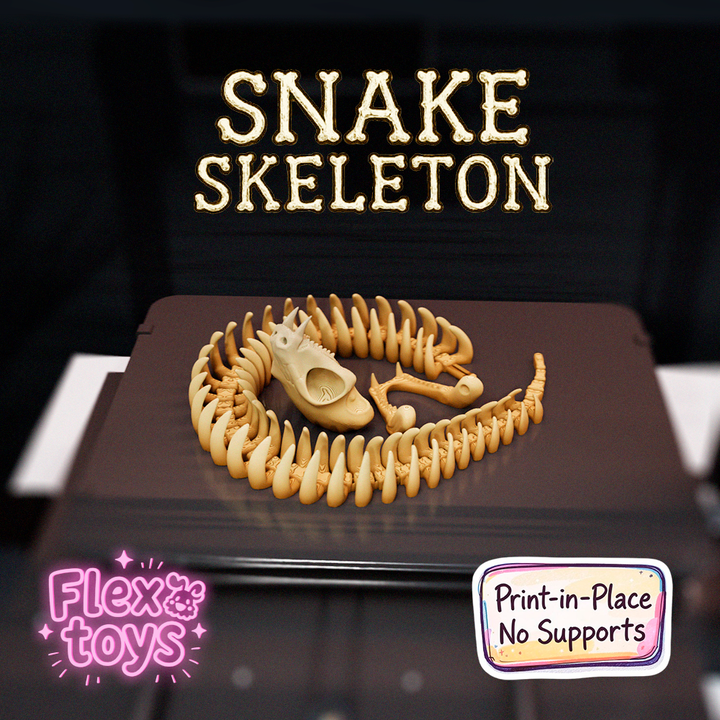 3D Printable Flexi Snake Skeleton – Print-in-Place 3D Model by 42