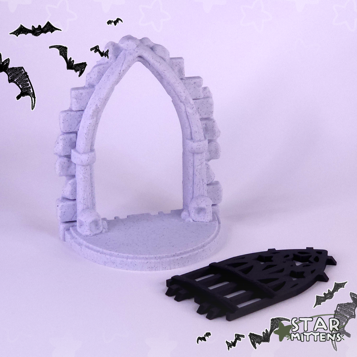 3D Printable Gothic Crypt Gate Shelf by Star Mittens