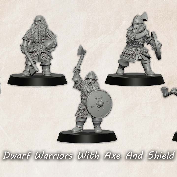 3D Printable Dwarf Warriors With Axe And Shield by Medbury Miniatures