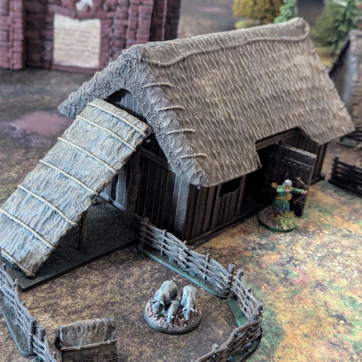 3D Printable Anglo-Saxon house B + annex by Timescape Miniatures