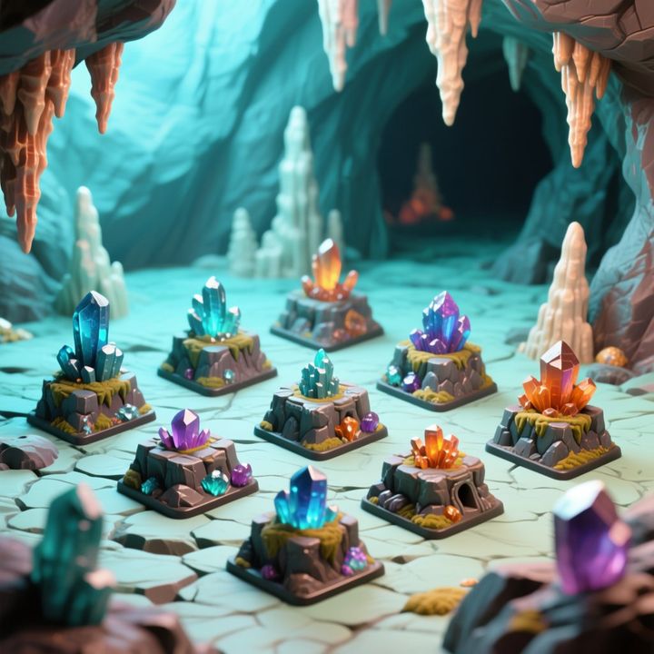 3D Printable Crystal Caverns Miniatures - BuildWorlds by BuildWorlds